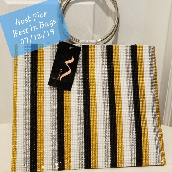 Nina | Bags | Nina Sadia Crossbody In Goldsilverblack Rhinestones ...